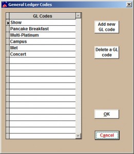 GL or General ledger codes | Center Stage Software Help Desk