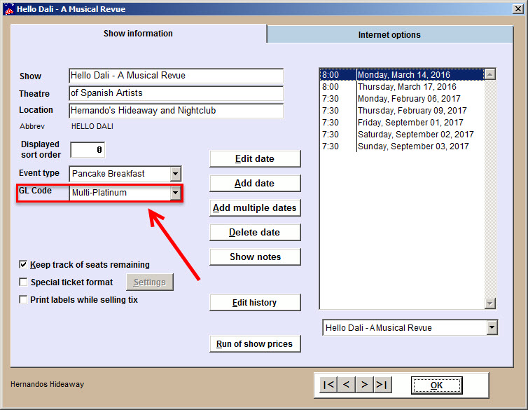 GL Or General ledger Codes Center Stage Software Help Desk